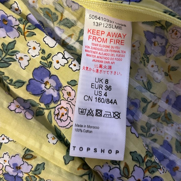 Topshop | Tops | Nwt Topshop 8 Puff Long Sleeve Crop Top Corset Vneck Floral Print Yellow White ...
